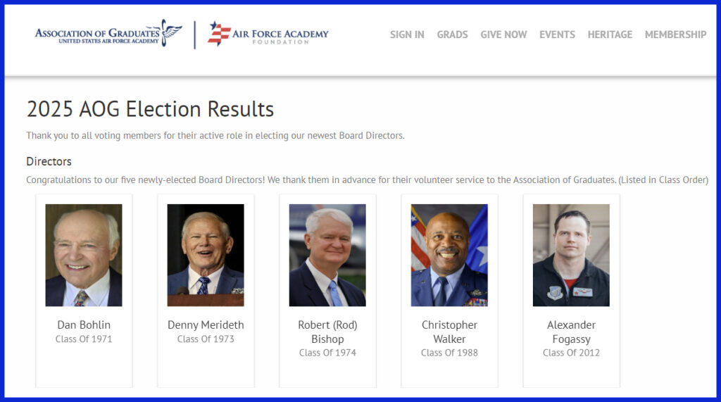 Unity Slate wins seats on USAFA AOG Board of Directors | STARRS